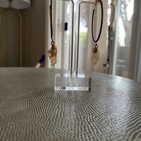 Twisted Silver | Jewelry | Brass Hoops With Natural Stone Dangle ...